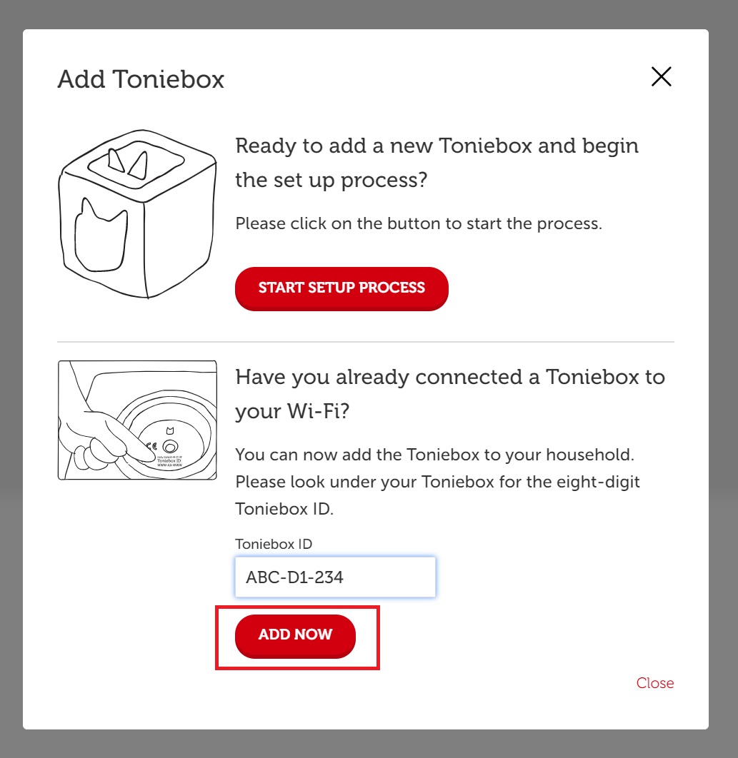 The Toniebox 1 is already in another Household – tonies® Support